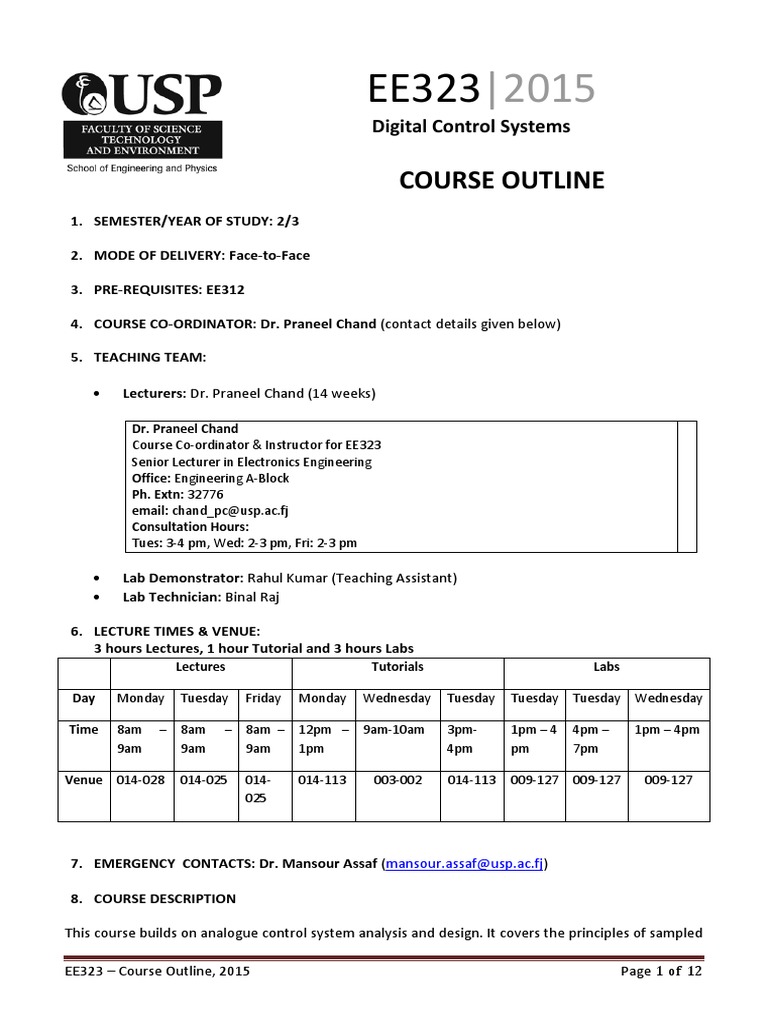 Digital Control Systems Course Outline | PDF | Educational Assessment ...