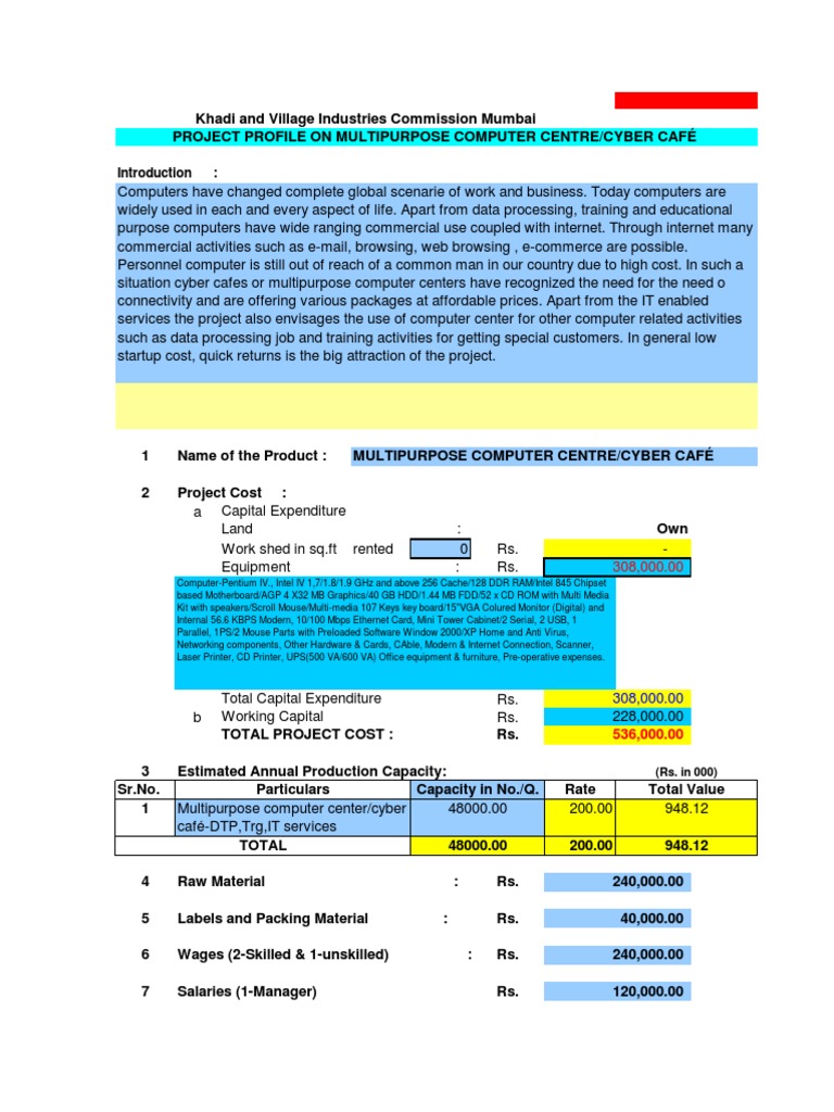 Multipurpose Computer Centre and Cyber Cafe | Download Free PDF | Microcomputers | Computer Hardware