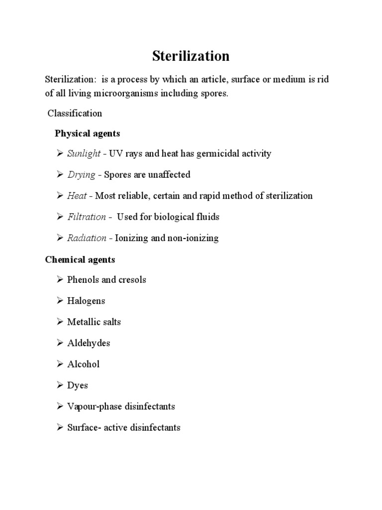 Sterilization Notes Pdf Sterilization Microbiology Disinfectant
