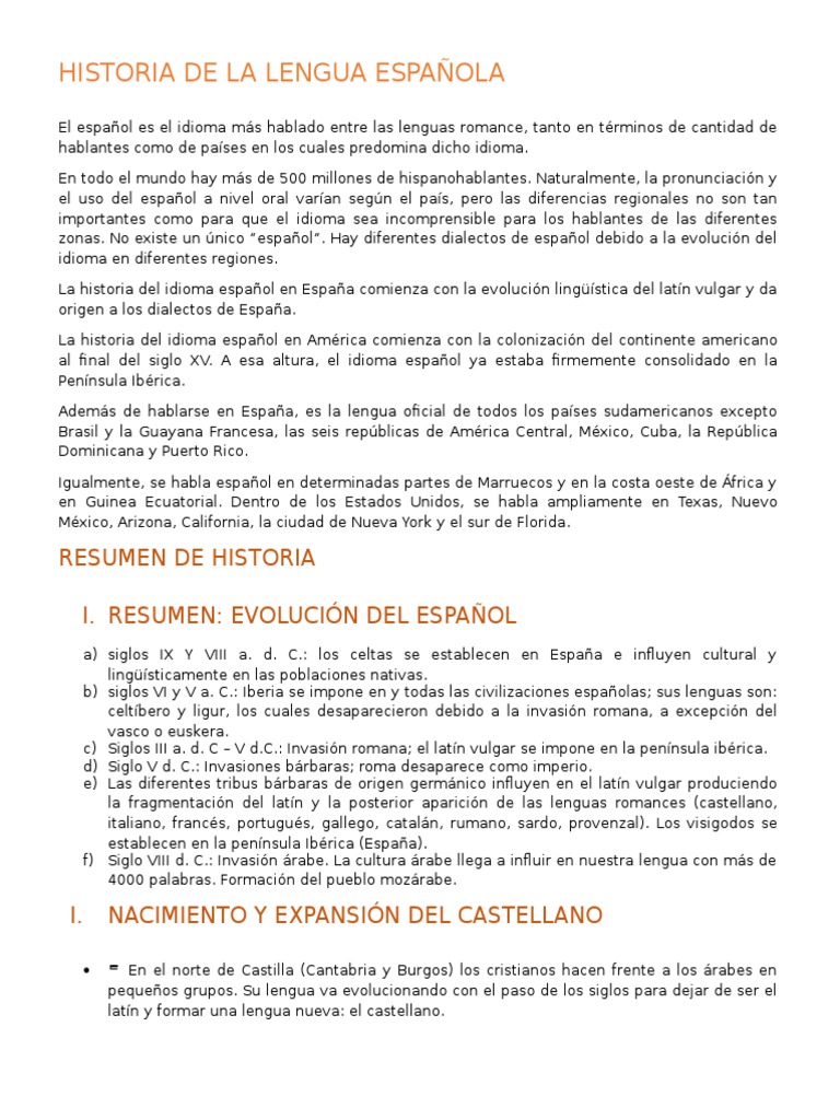 Historia de La Lengua Española | PDF | Lengua española | latín