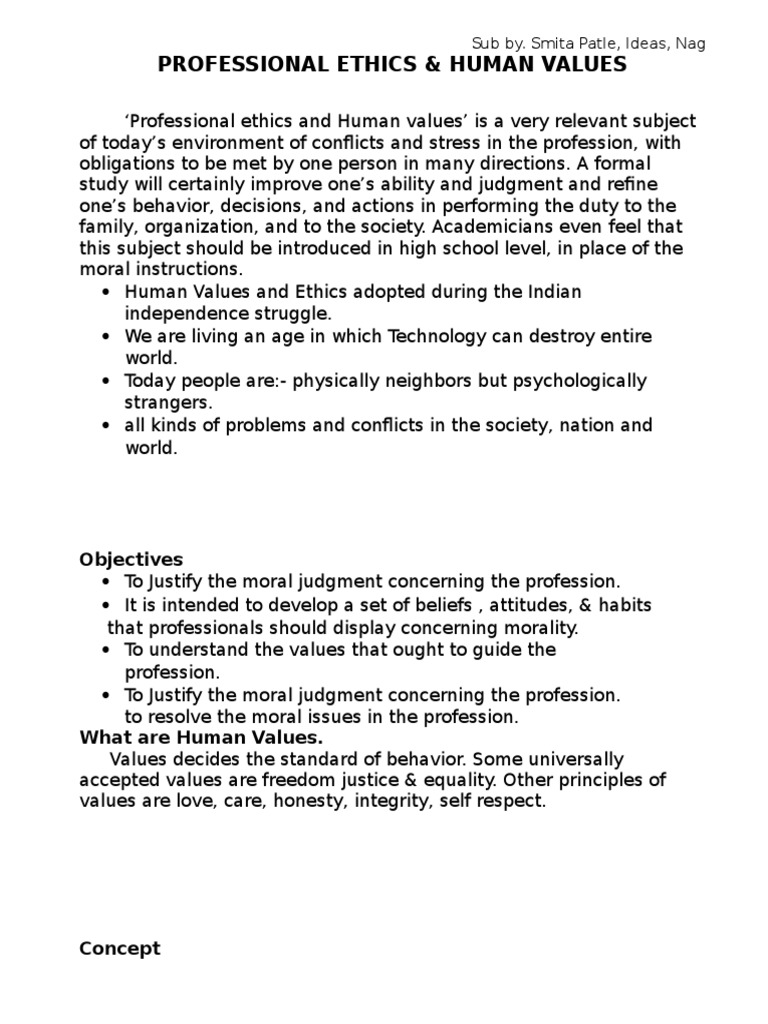Ethics and Human Values Guide | PDF | Value (Ethics) | Integrity