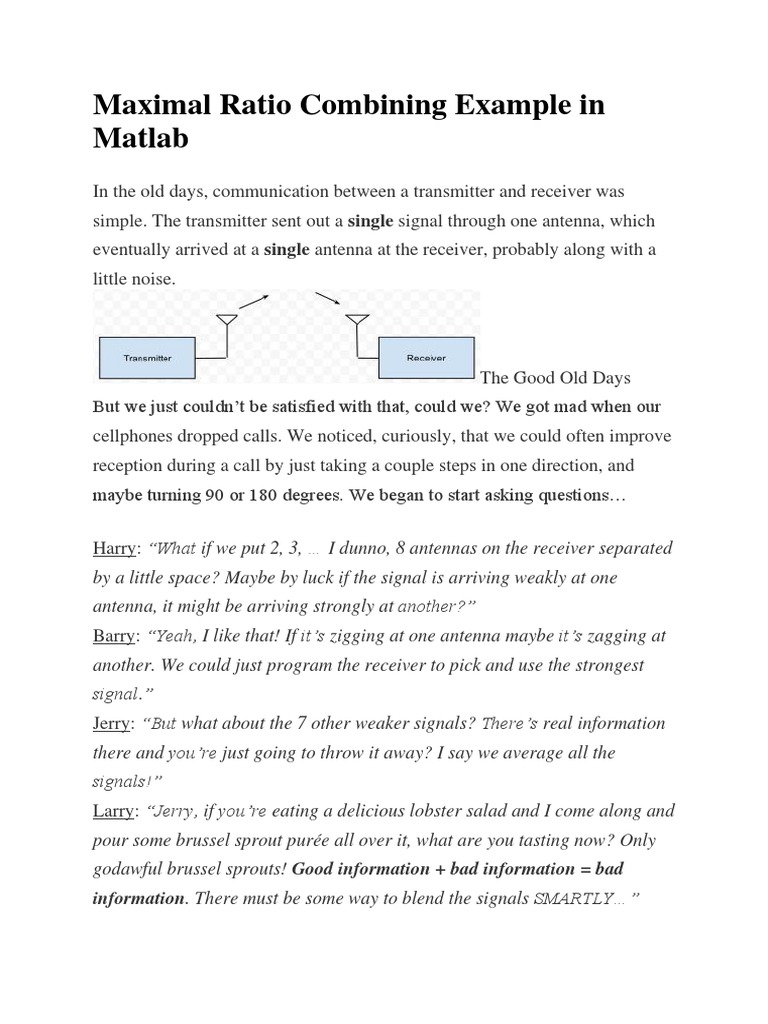 Maximal Ratio Combining Example in Matlab | PDF