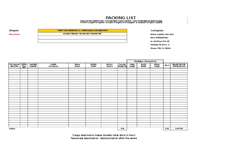 Customs Form for Temporary Exportation | PDF