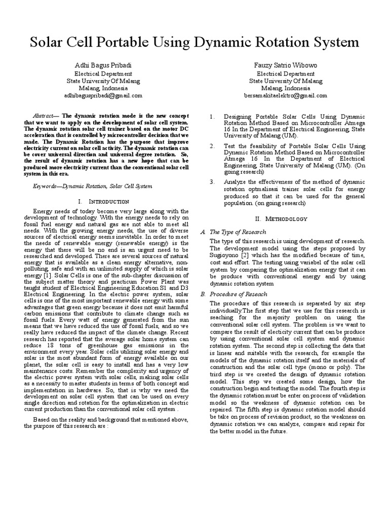Solar Cell Portable Using Dynamic Rotation System: Adhi Bagus Pribadi ...