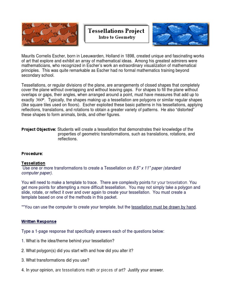 Tessellations Project Final | PDF | Shape | Pattern
