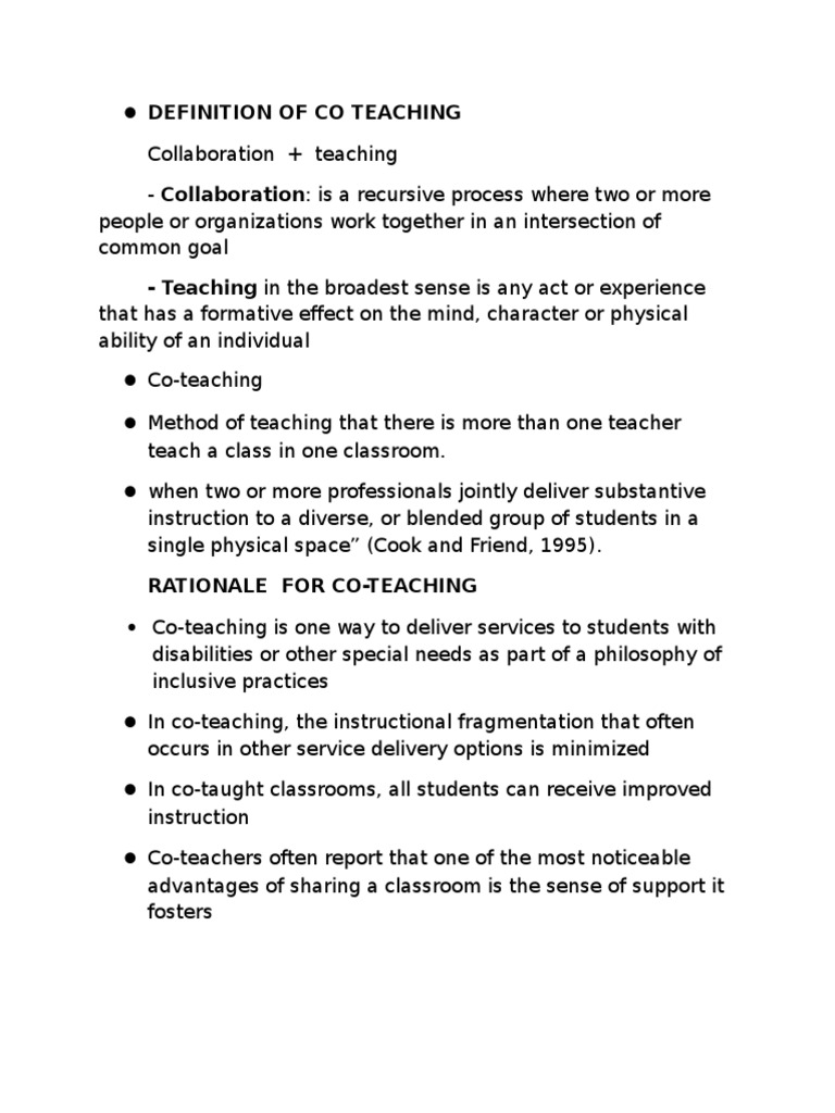 Understanding Co-Teaching Models | PDF | Collaboration | Teachers