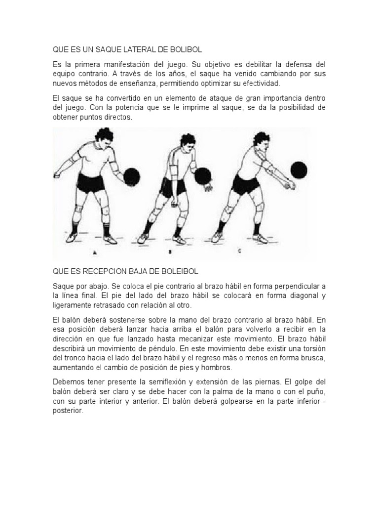 Que Es Un Saque Lateral de Bolibol | PDF | Vóleibol | Deportes