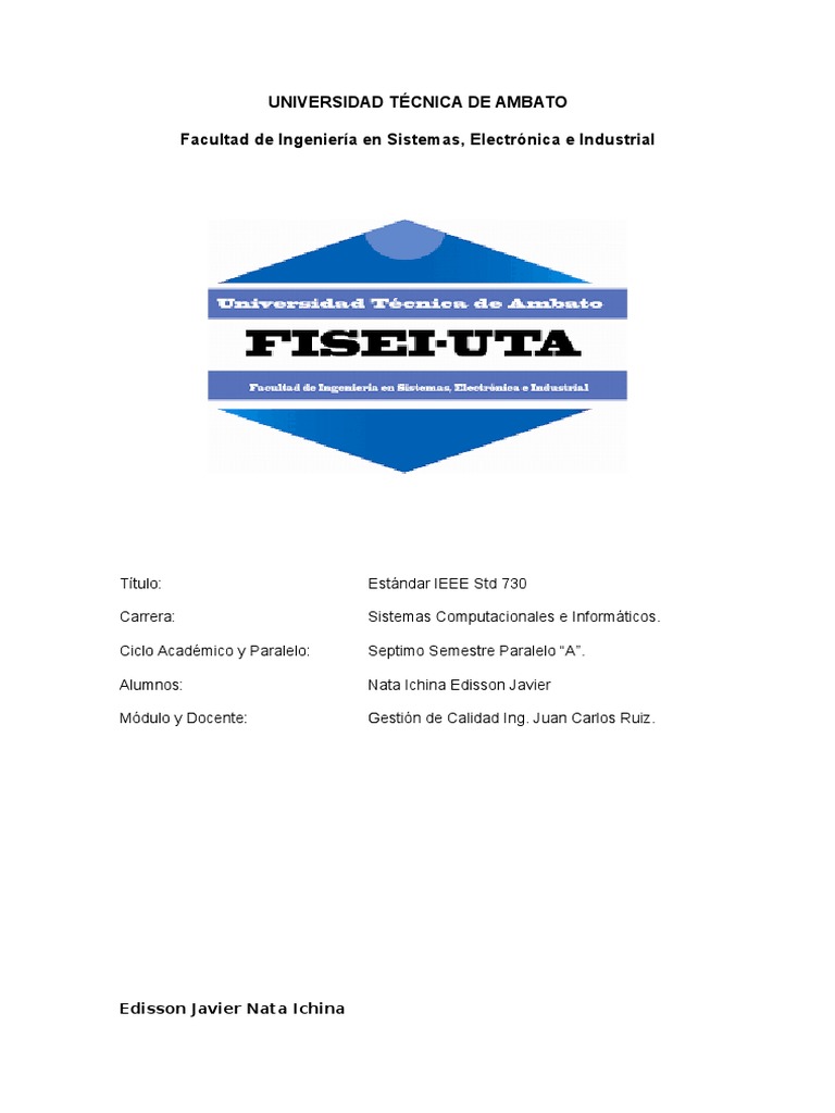 Estandar IEEE 730 | PDF | Software | Proceso de desarrollo de software