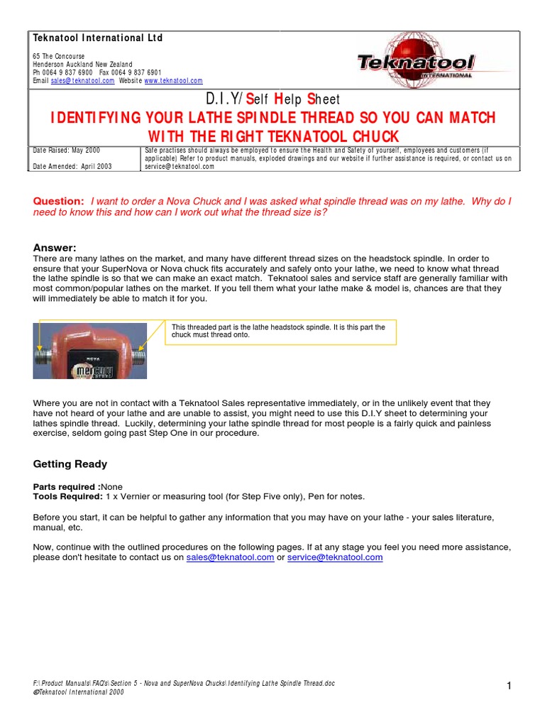 Identifying Lathe Spindle Thread | PDF | Metalworking | Machining