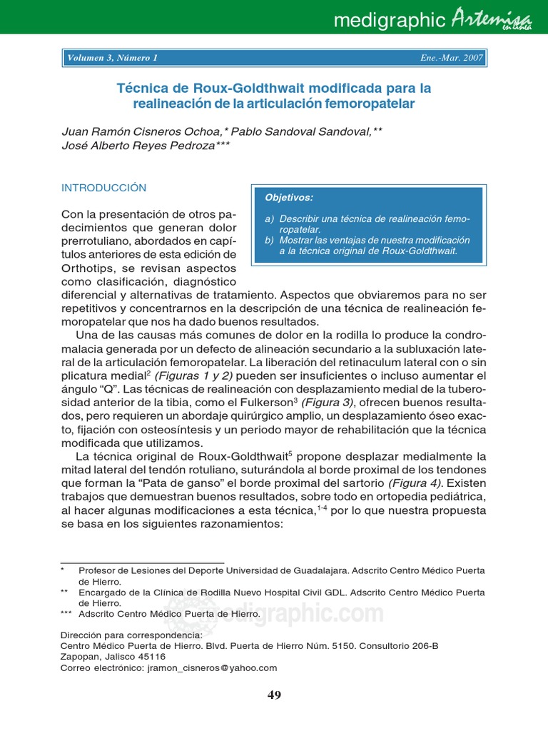 Técnica Roux Goldthwait | Descargar gratis PDF | Rodilla | Sistema ...