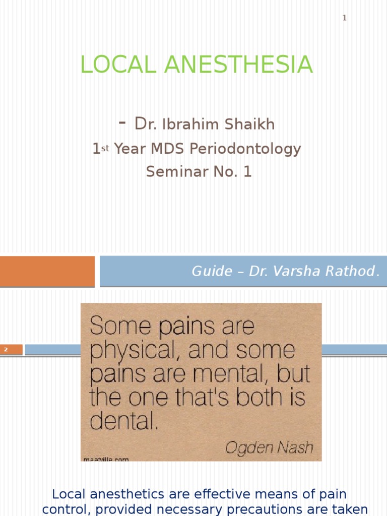 Exploring the History and Mechanisms of Local Anesthesia | PDF | Action ...