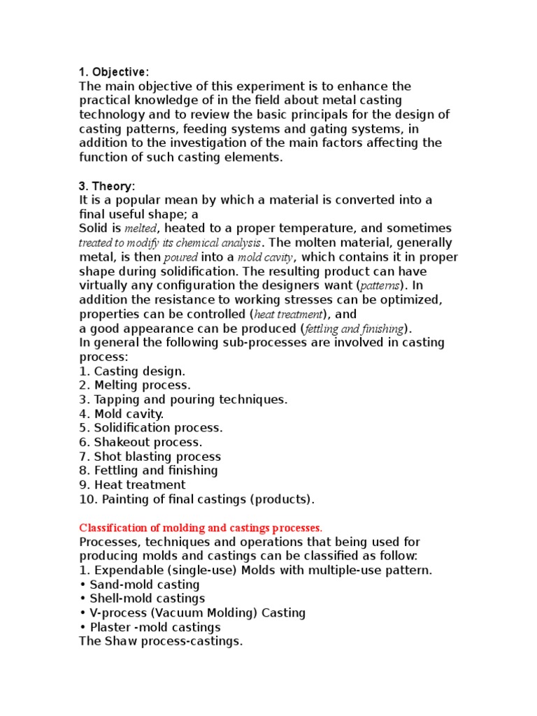 Casting N Moulding Lab Report | PDF | Casting (Metalworking) | Casting