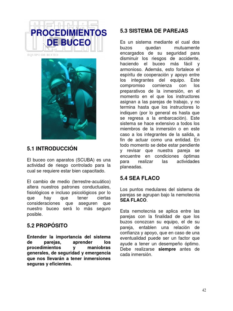 Procedimientos y técnicas básicas para realizar buceo con seguridad ...