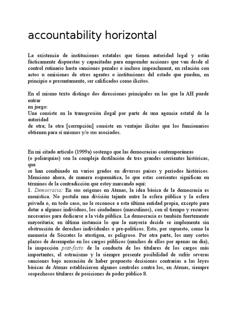 Resumen Accountability Horizontal | PDF | Democracia | Ideologías políticas