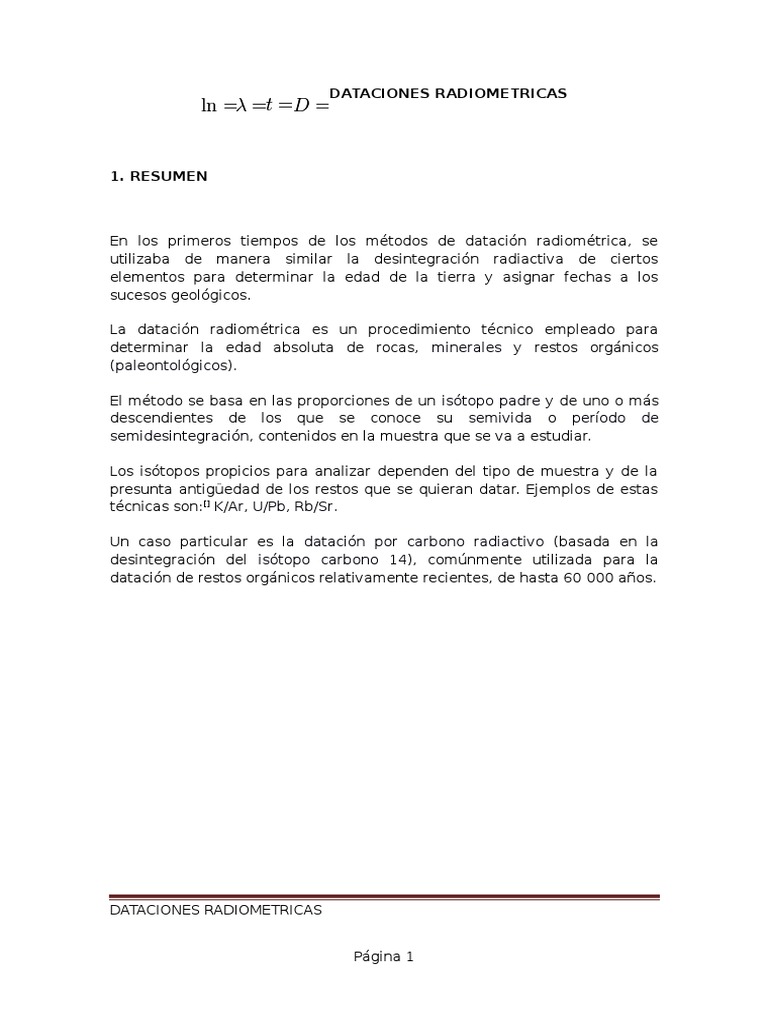 Métodos de Datación Radiométrica | PDF | Datación por radiocarbono ...
