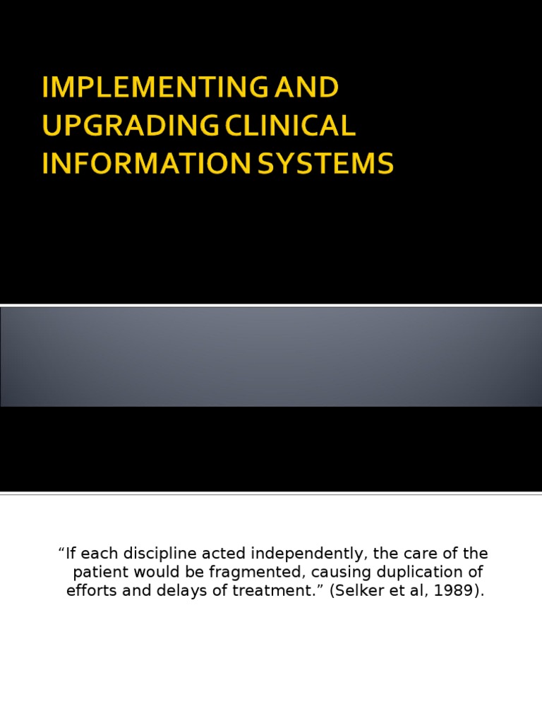 Implementing and Upgrading Clinical Information Systems | PDF | System ...