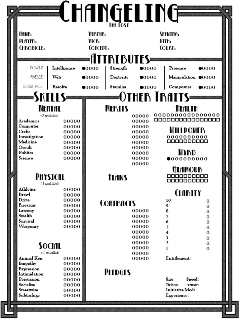 Character Sheet for The Lost RPG | PDF