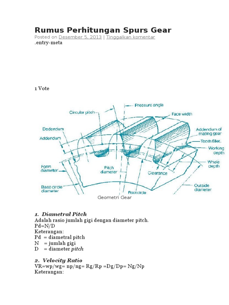 Rumus Perhitungan Spurs Gear | PDF | Gear | Manufactured Goods