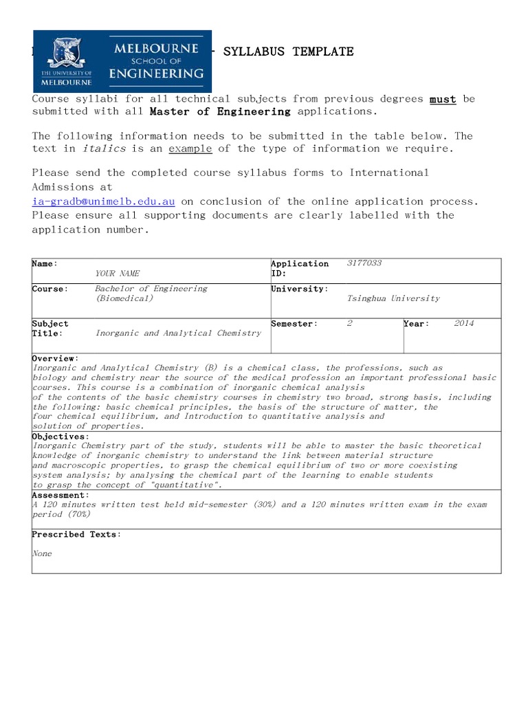 Master of Engineering Syllabus Template | PDF