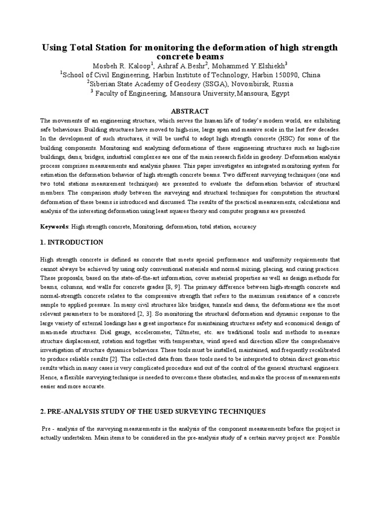 PAPER - Deformation Monitoring With Total Station | PDF | Cartesian ...