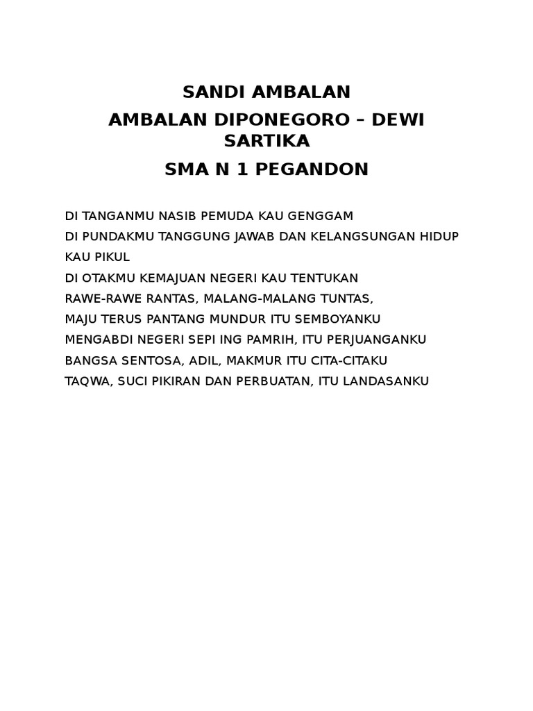 Sandi Ambalan DIPONEGORO DEWI SARTIKA SMA N 1 PEGANDON | PDF