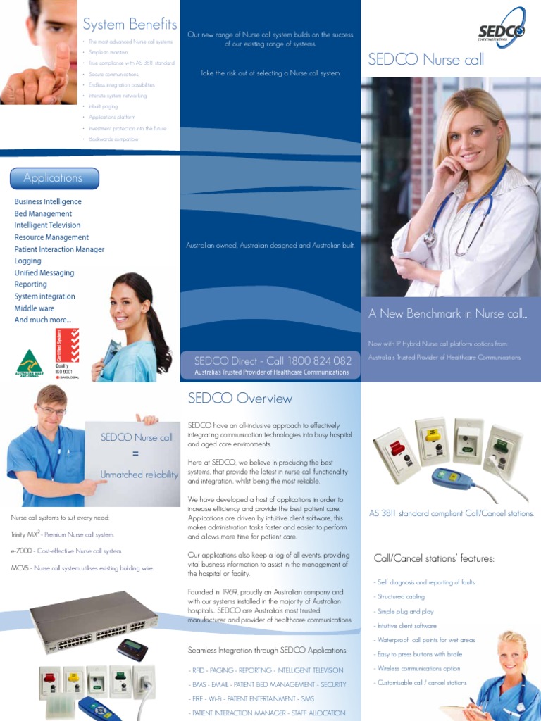Sedco Nursecall System Brochure e | PDF | Nursing | Patient