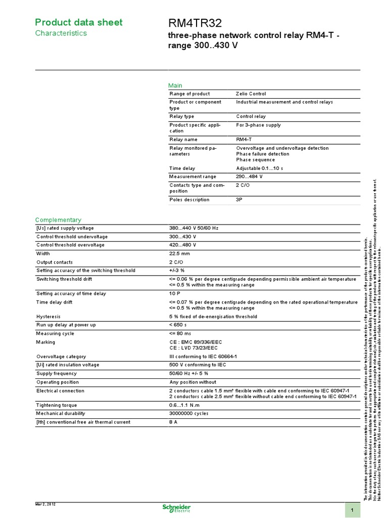 RM4TR32 Control Relay Specifications | PDF | Relay | International ...