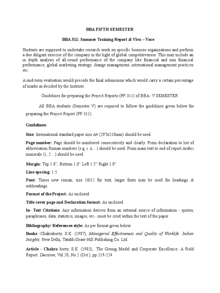 Project Report Guidelines-BBA - 5th SEMESTER | PDF | Thesis | Science