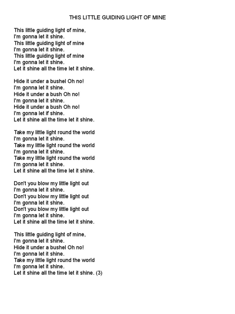 This Little Light Of Mine Lyrics