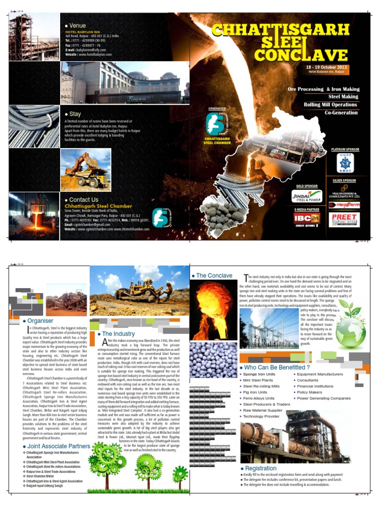 Chhattisgarh Steel Conclave-Brochure | PDF | Steel | Iron