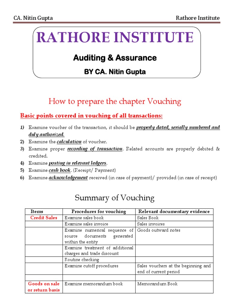 Vouching Summary | PDF | Debits And Credits | Accounting