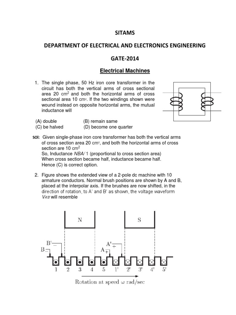 Electrical Machines Questions | PDF | Electric Motor | Transformer
