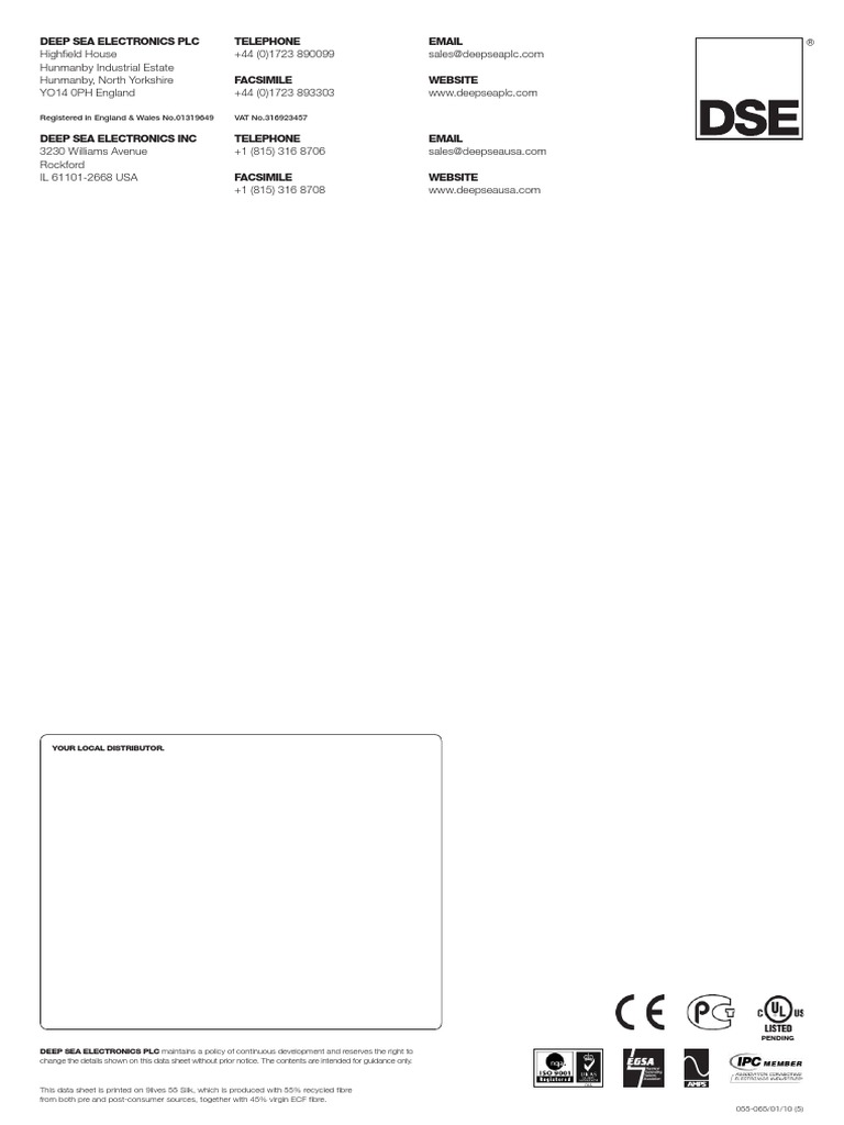DSE 7510 Data Sheet | PDF