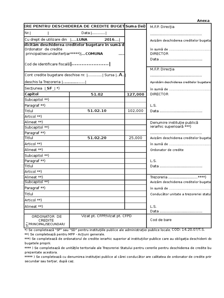 Model Cerere Deschidere Credite Excel | PDF