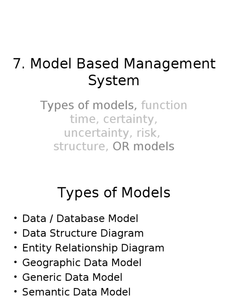 DSS & MIS 07 - Model Based Management System | PDF