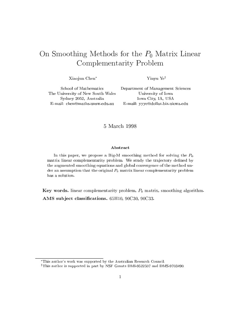 On Smoothing Methods For The Matrix Linear Complementarity Problem | PDF | Inequality ...