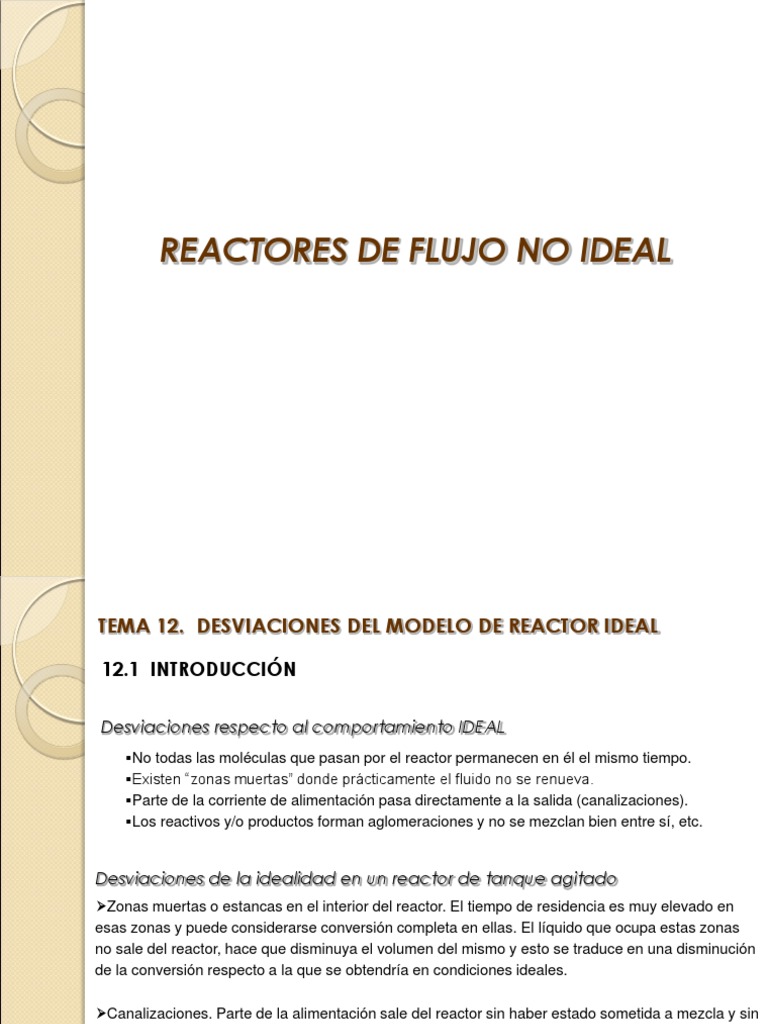 Tema 13 Reactores de Flujo No Ideal | PDF | Reactor Quimico | Motor a reacción