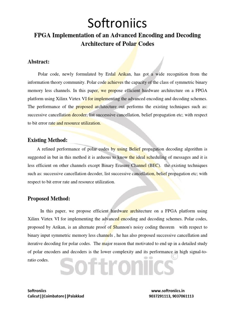 2fpga Implementation Of An Advanced Encoding And Decoding Architecture Of Polar Codes Pdf