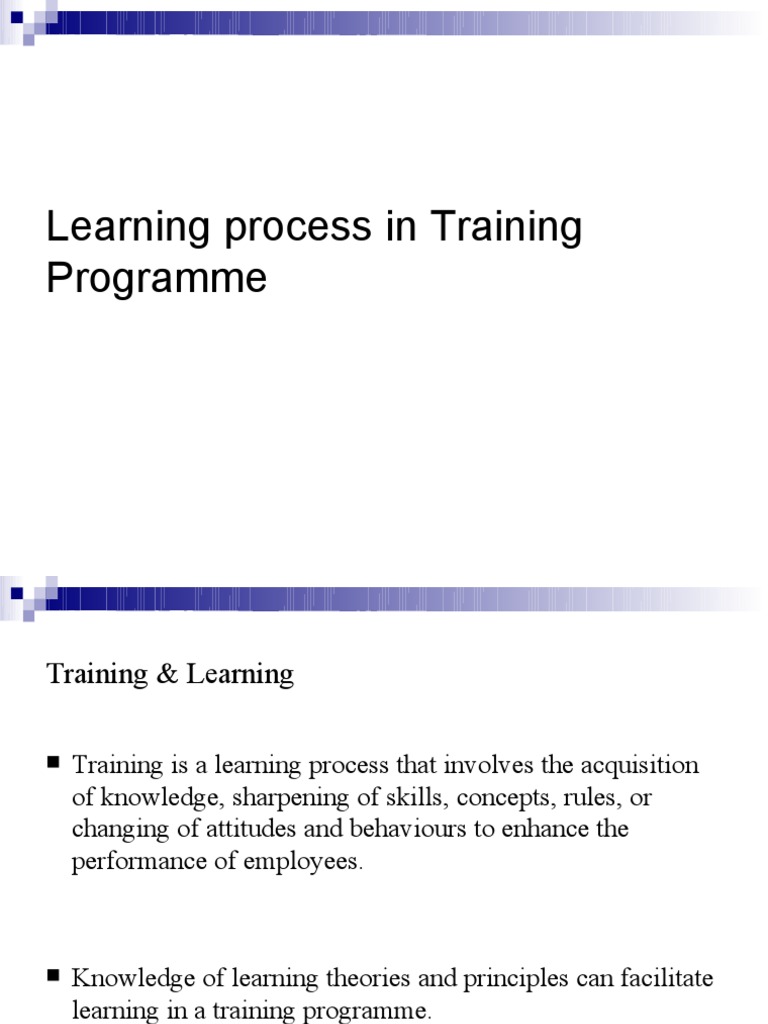 Learning Process in Training Programme | PDF