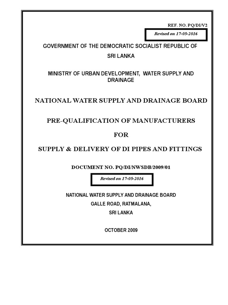 PQ DI Document | PDF | Pipe (Fluid Conveyance) | Iso 9000