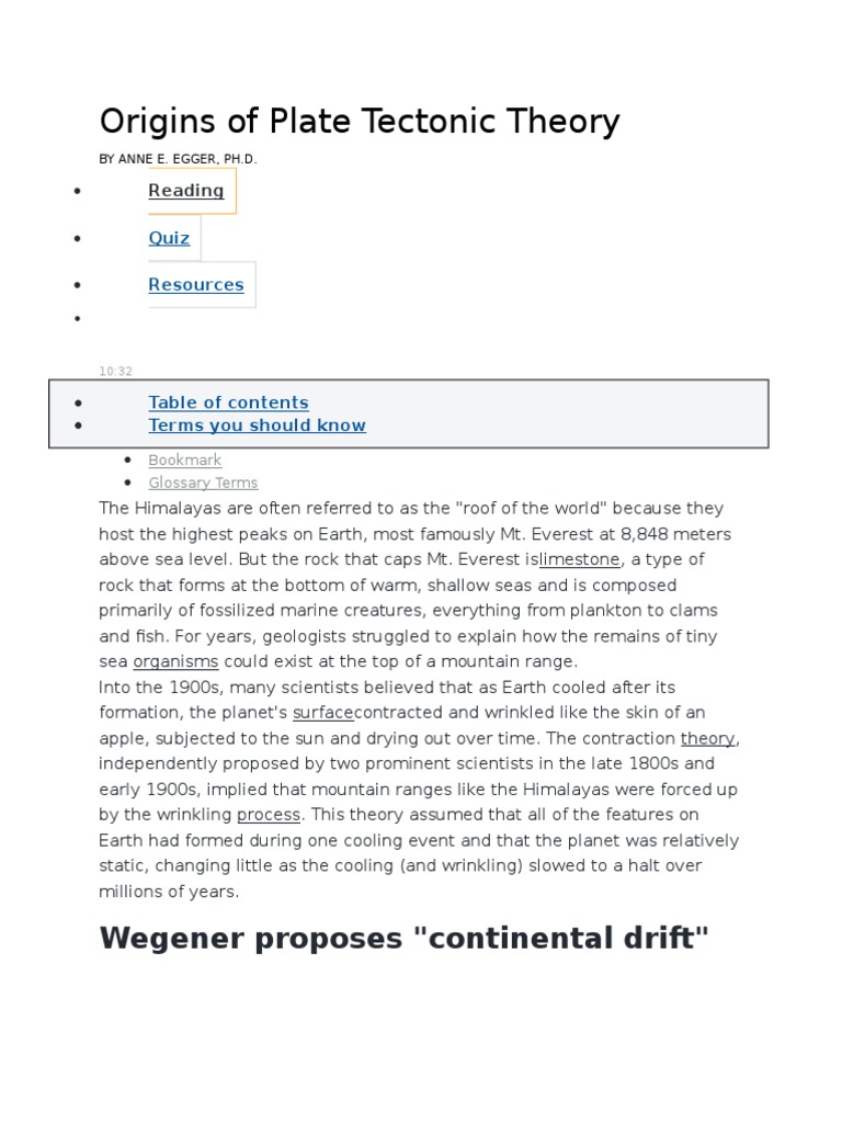 The Development of Plate Tectonic Theory: Key Contributions from Alfred ...