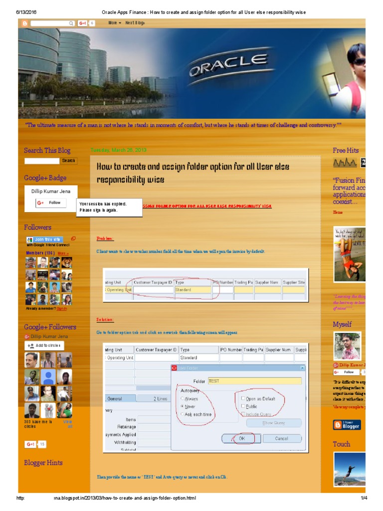 Oracle Apps Finance How To Create And Assign Folder Option For All User Else Responsibility