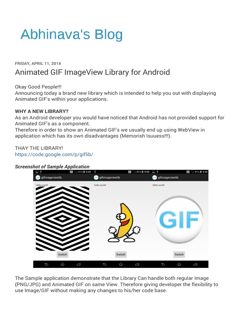 Abhinava's Blog - Animated GIF ImageView Library For Android PDF | PDF ...