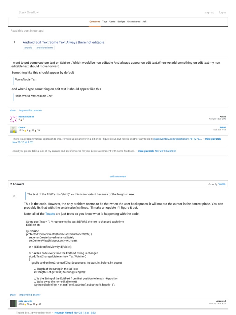 Android Edit Text Some Text Always There Not Editable - Stack Overflow PDF | PDF | Android ...