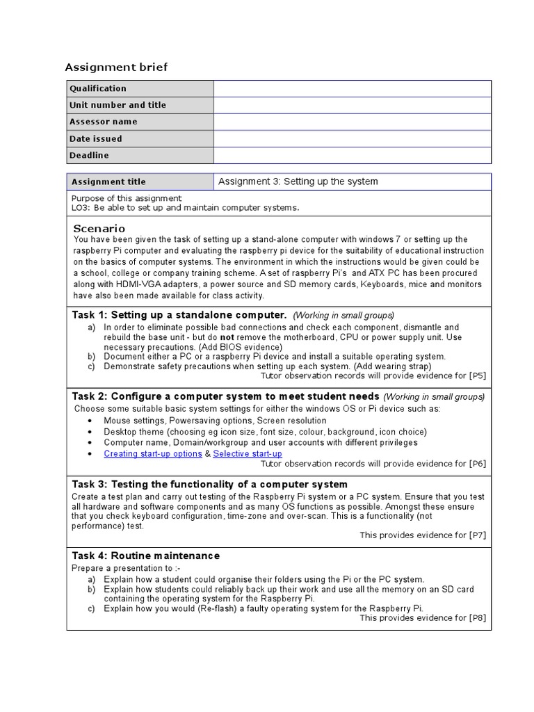 Computer Systems Assignment Brief | PDF | Personal Computers | Operating System