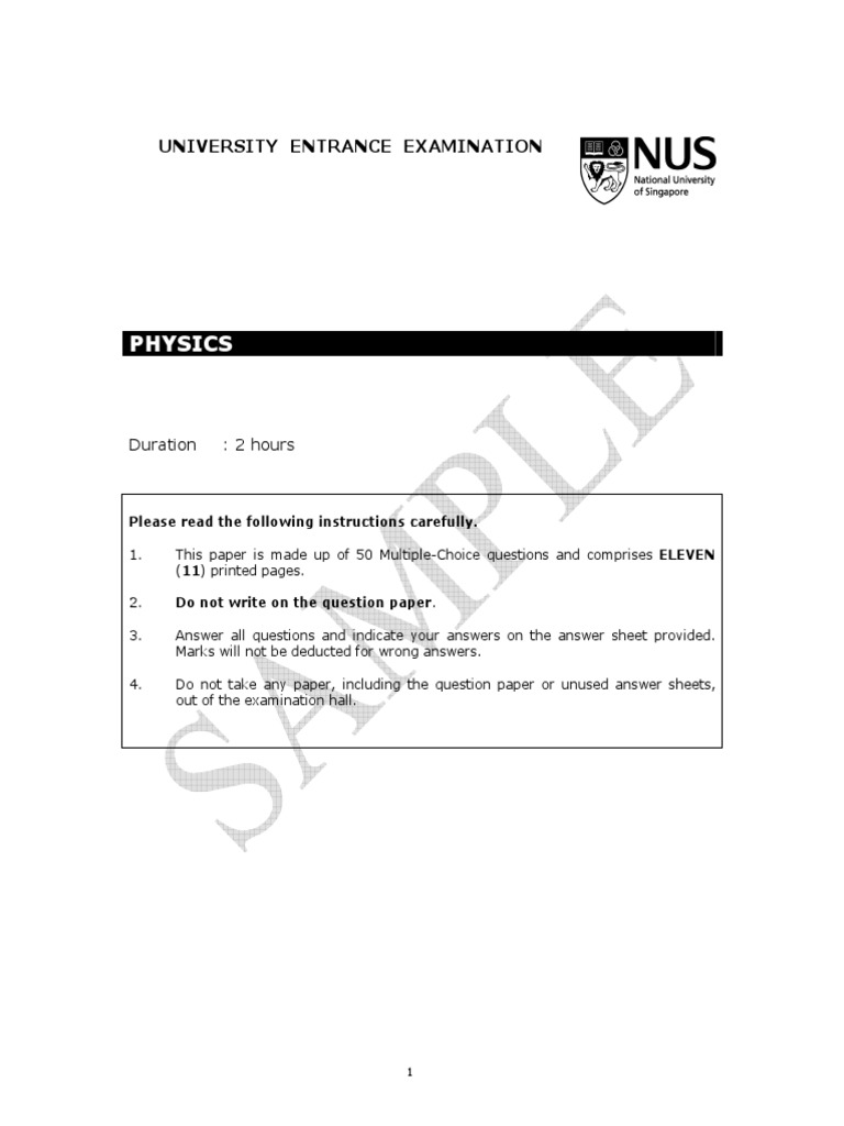 NUS PHYSICS Sample 31 PDF | PDF | Electron | Plutonium