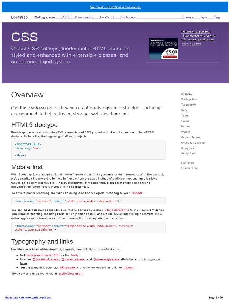 Bootstrap Css | PDF | Bootstrap (Front End Framework) | Html Element