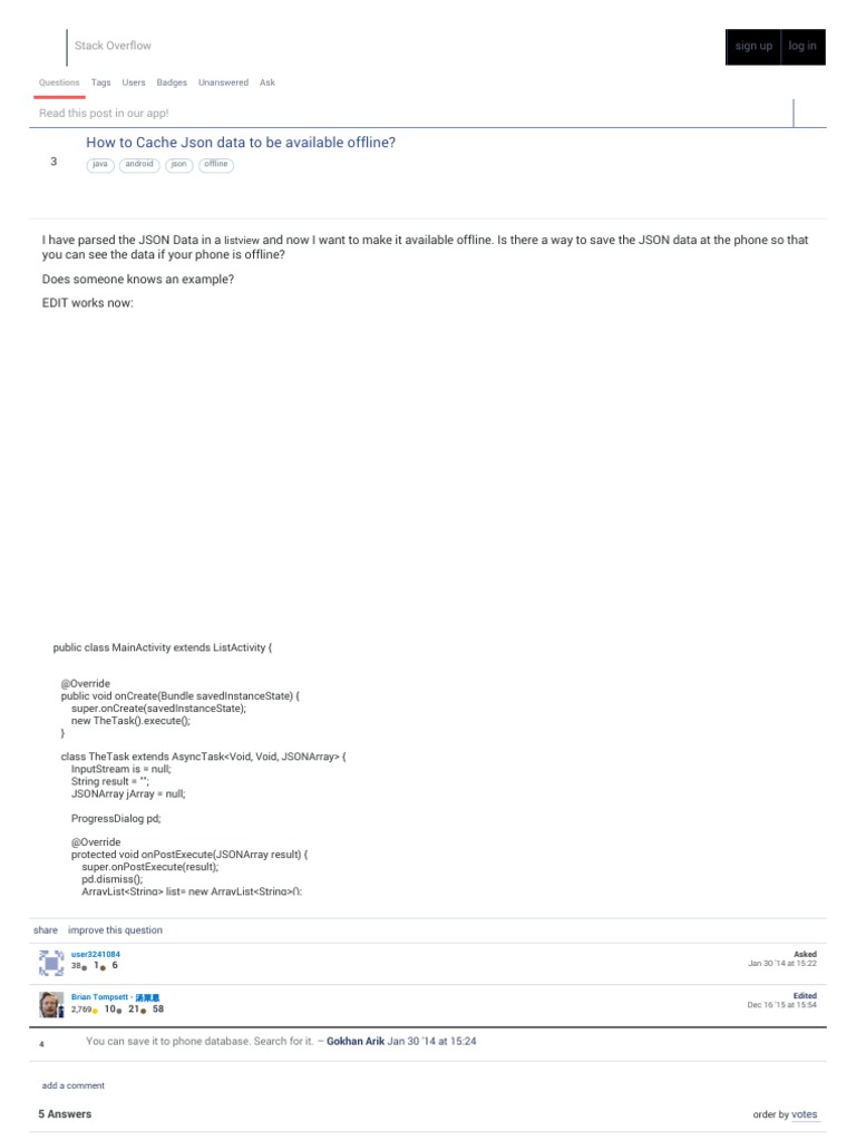 How To Cache Json Data To Be Available Offline - Stack Overflow PDF | PDF | Json | String ...