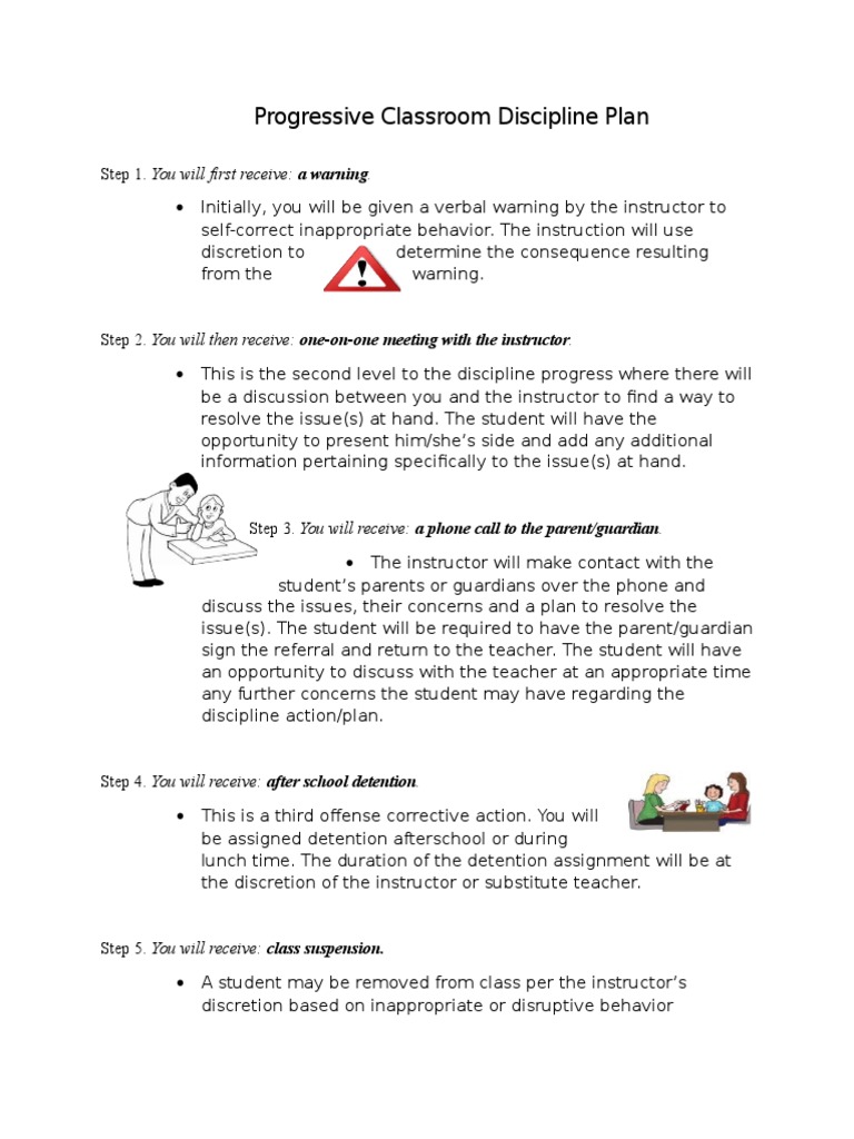 Progressive Discipline Plan | PDF | Teaching | Schools