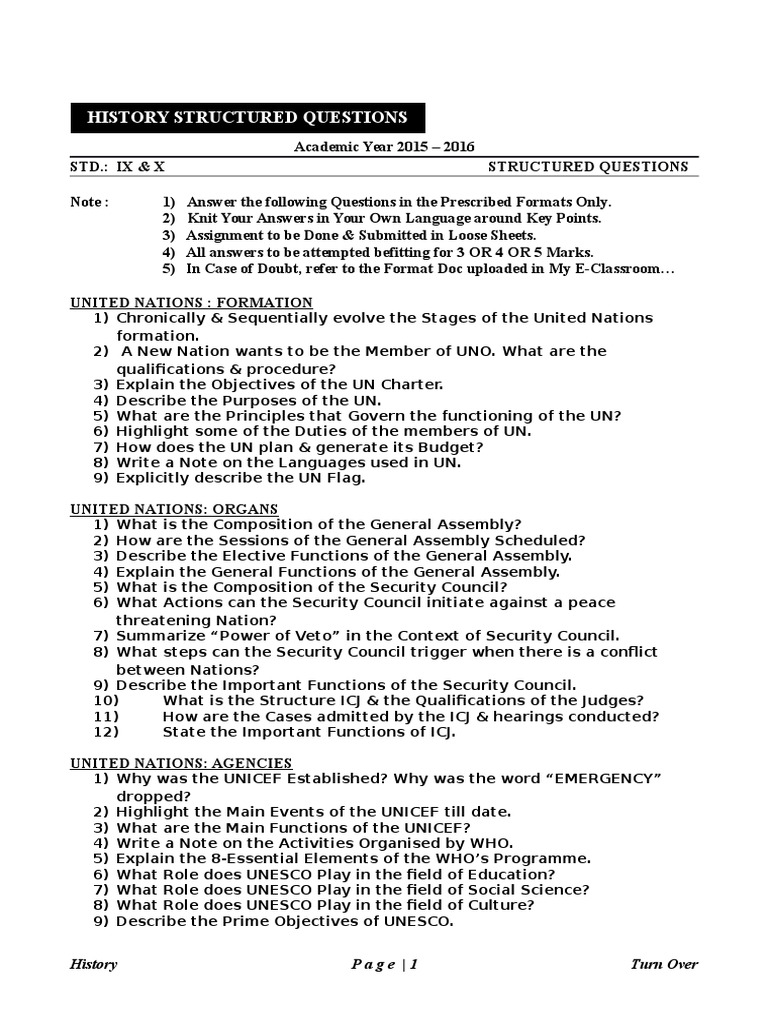 United Nations Questions v1 | PDF | United Nations General Assembly ...